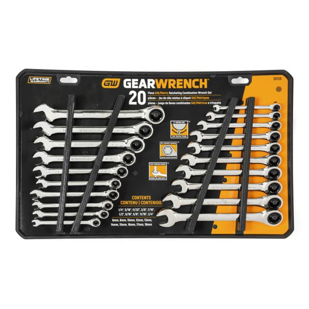 GearWrench - Juego De Llaves Combinadas C/Matraca 3572006 20Pz - HGW3572006 - etoledo